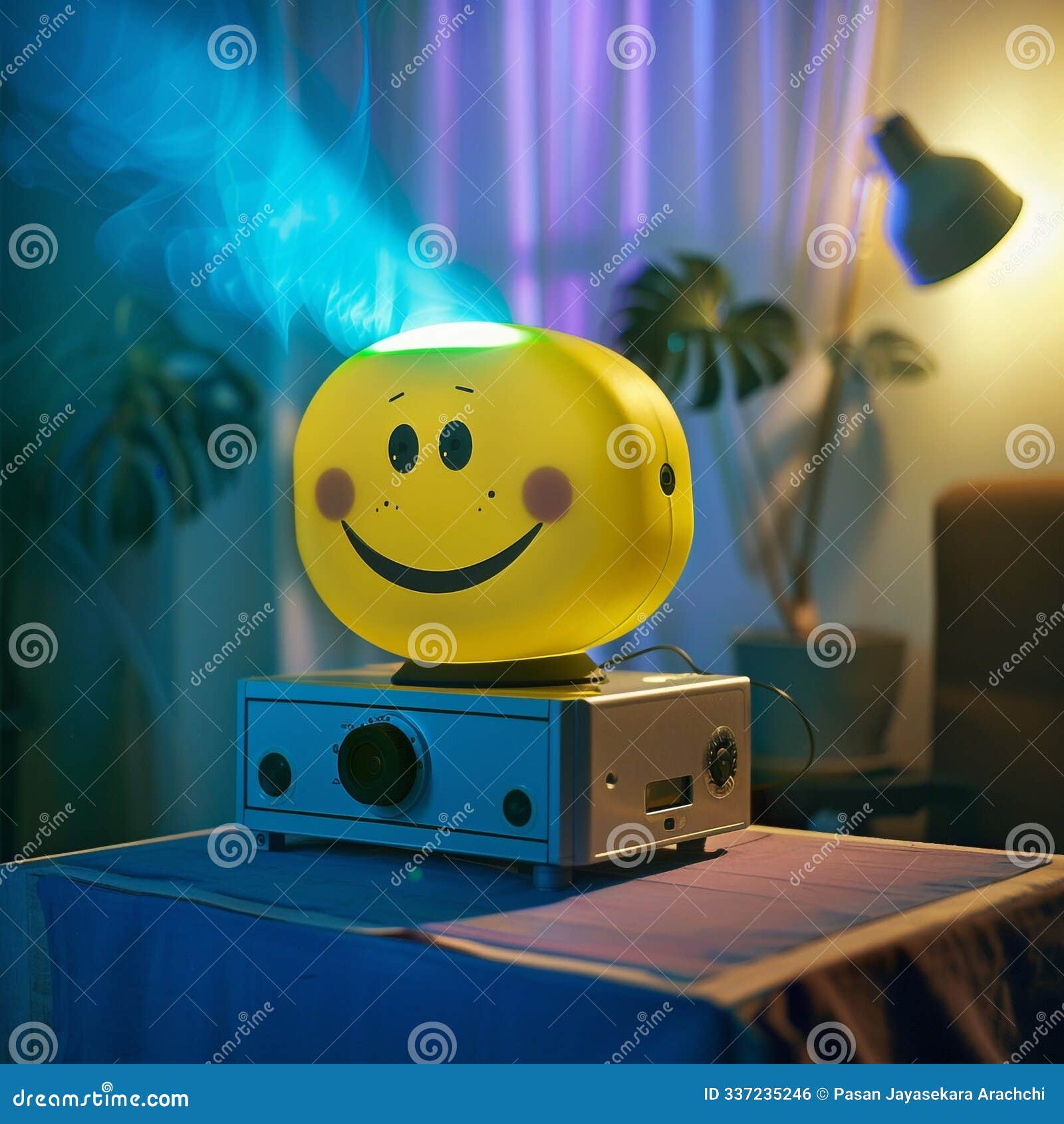 Smiley Face Presenting Slideshow with Projector Stock Illustration ...