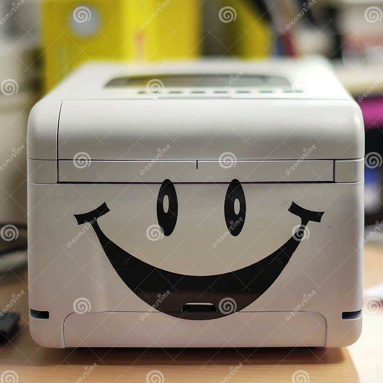 Smiley Face Printing Documents with a Printer Stock Illustration ...