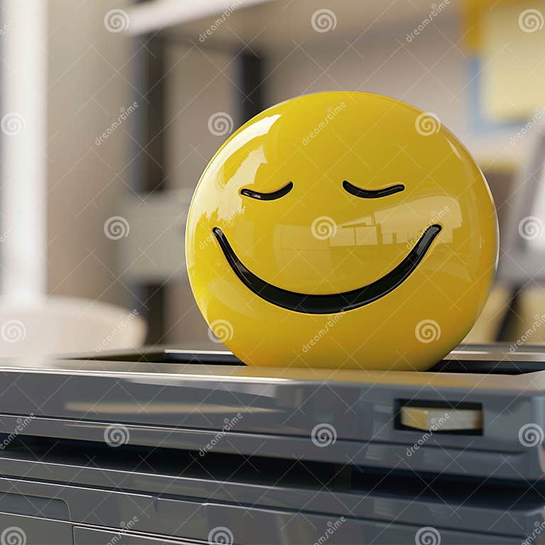 Smiley Face Printing Documents with a Printer Stock Illustration ...