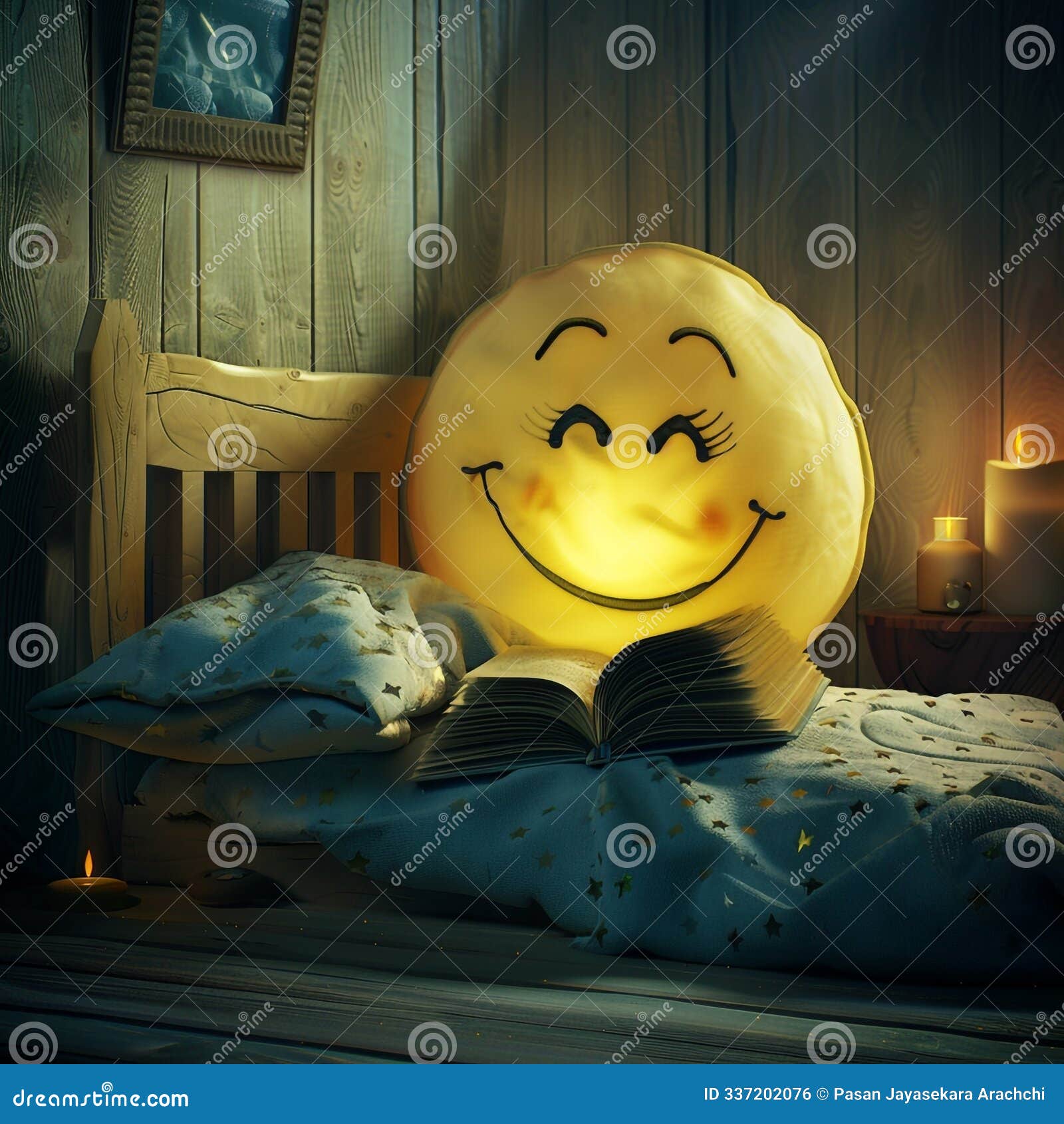 Smiley Face Reading Bedtime Story with a Book Stock Illustration ...