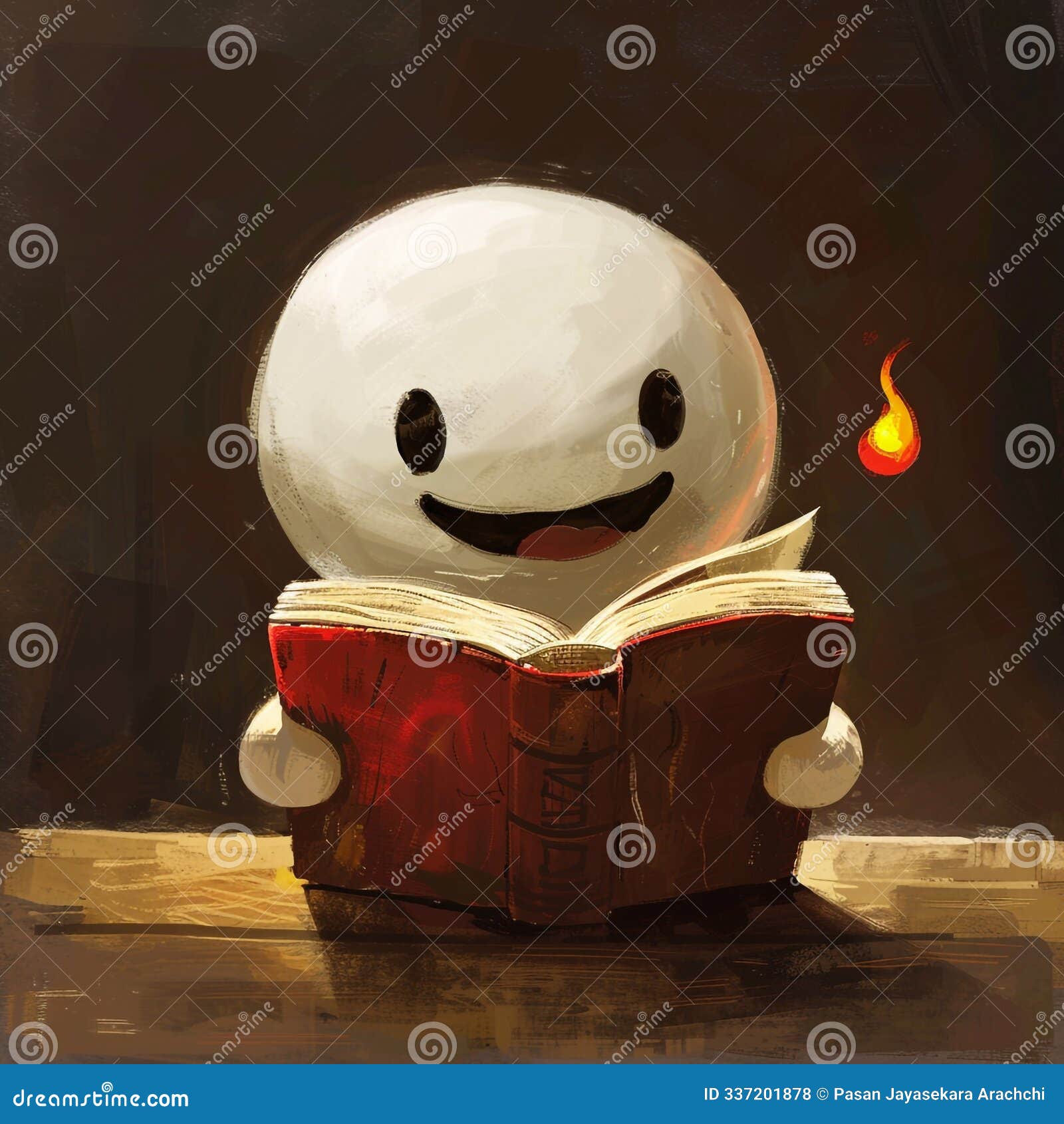 Smiley Face Reading a Book about Learning Stock Illustration ...