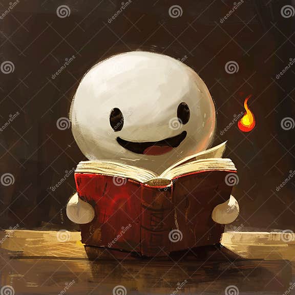 Smiley Face Reading a Book about Learning Stock Illustration ...
