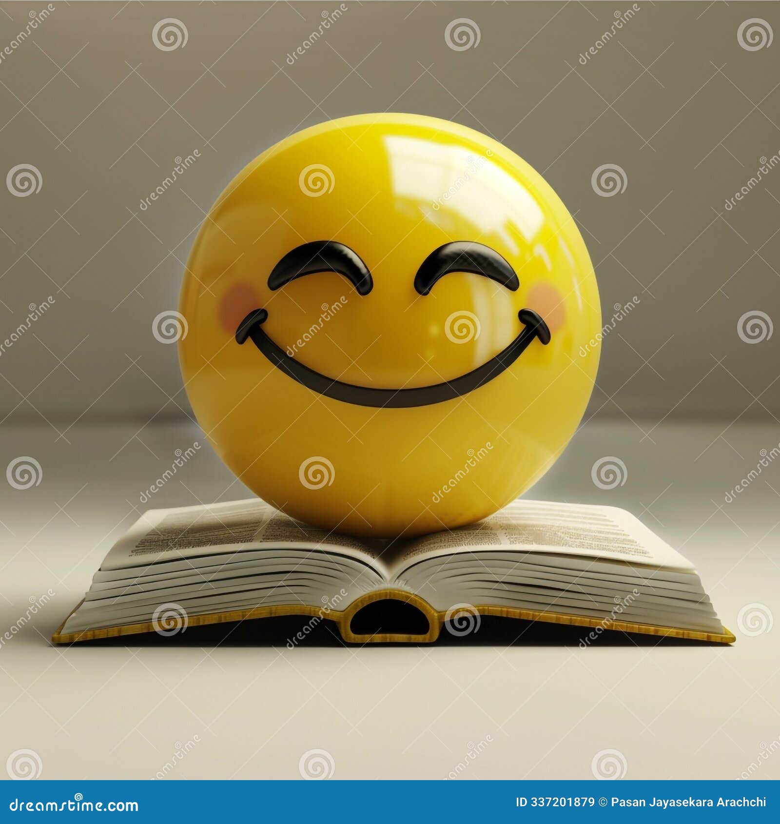 Smiley Face Reading a Book about Learning Stock Illustration ...