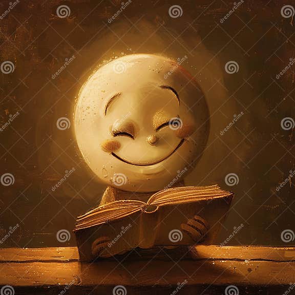 Smiley Face Reading a Book about Learning Stock Illustration ...