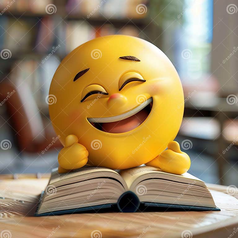 Smiley Face Reading a Book about Learning Stock Illustration ...