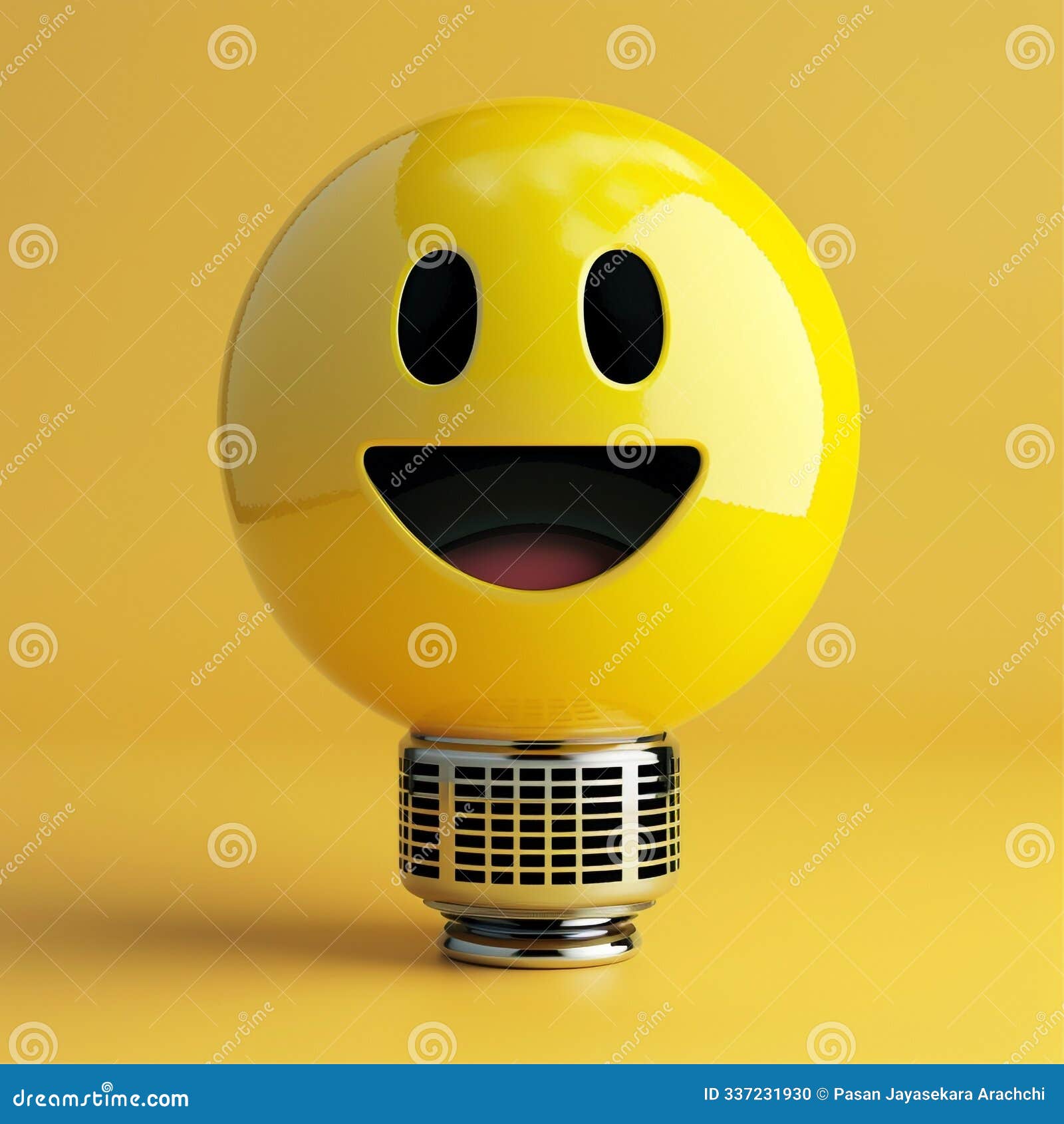 Smiley Face Recording Podcast with Microphone Stock Illustration ...