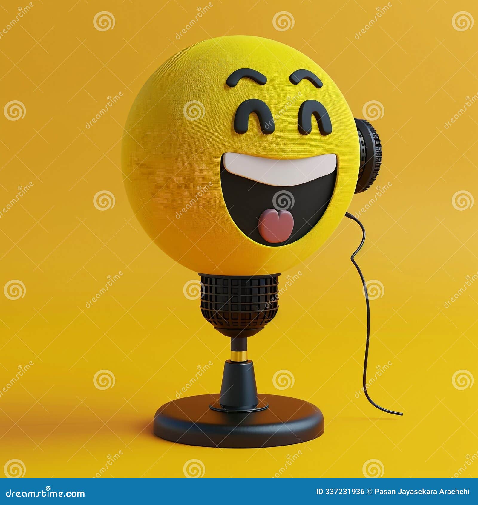 Smiley Face Recording Podcast with Microphone Stock Illustration ...