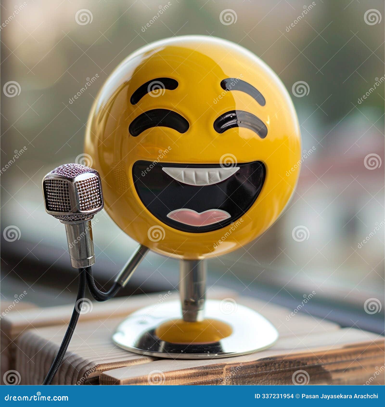 Smiley Face Recording Podcast with Microphone Stock Illustration ...