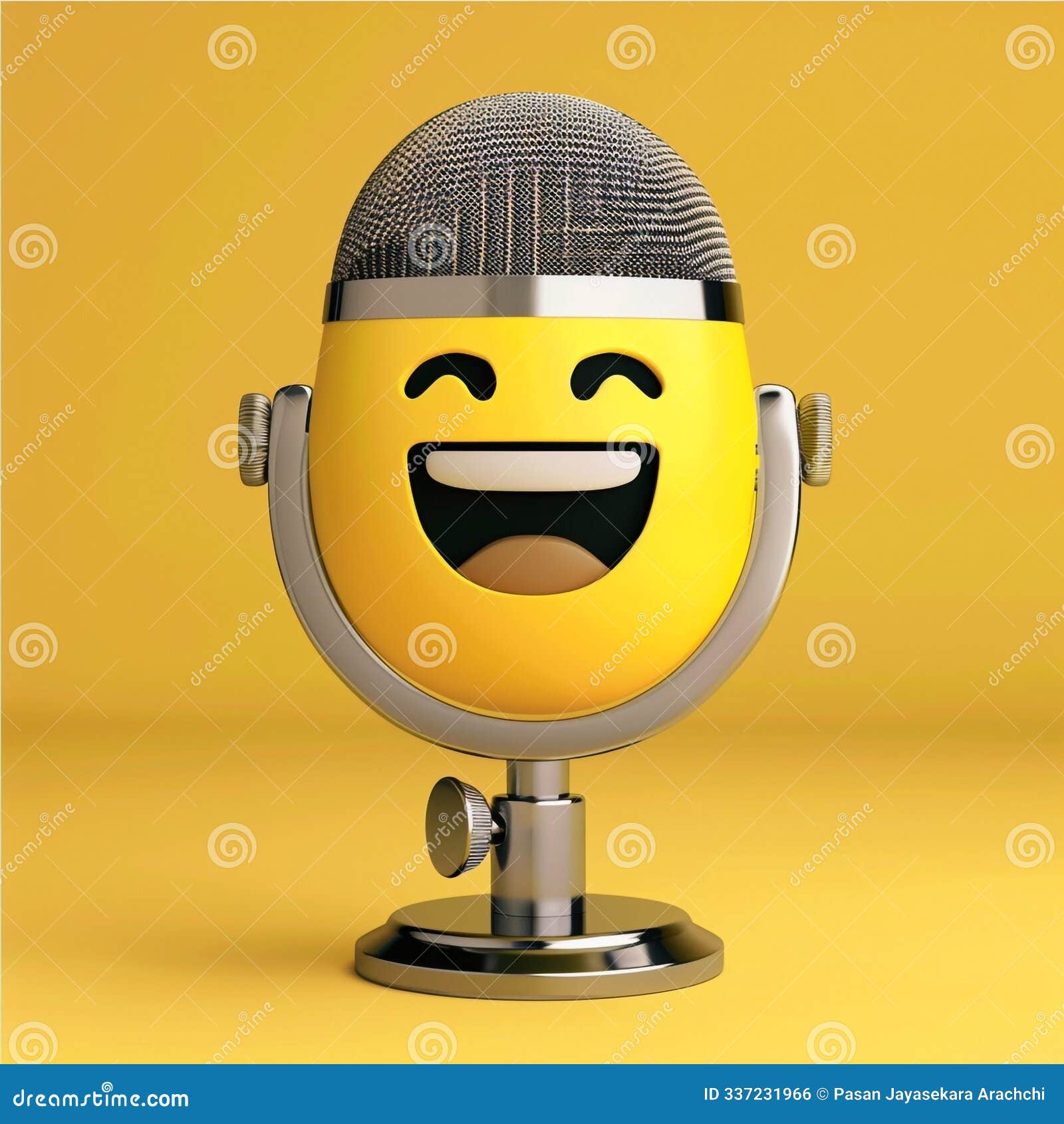 Smiley Face Recording Podcast with Microphone Stock Illustration ...