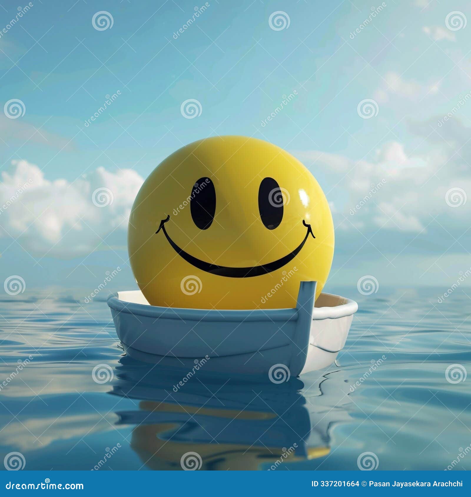 Smiley Face Sailing on a Boat in Water Stock Illustration ...