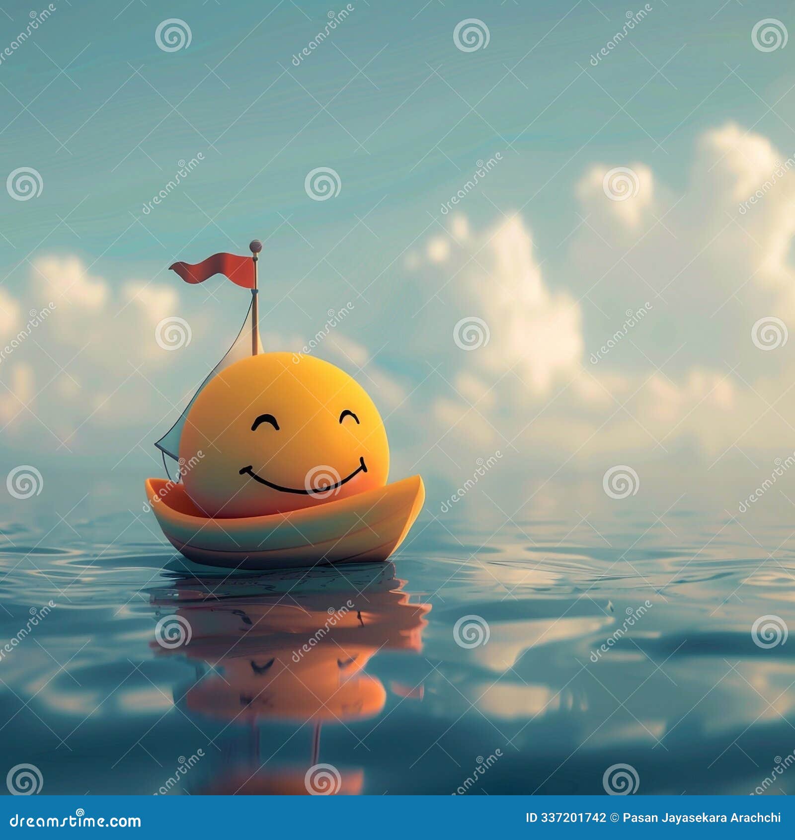 Smiley Face Sailing on a Boat in Water Stock Illustration ...