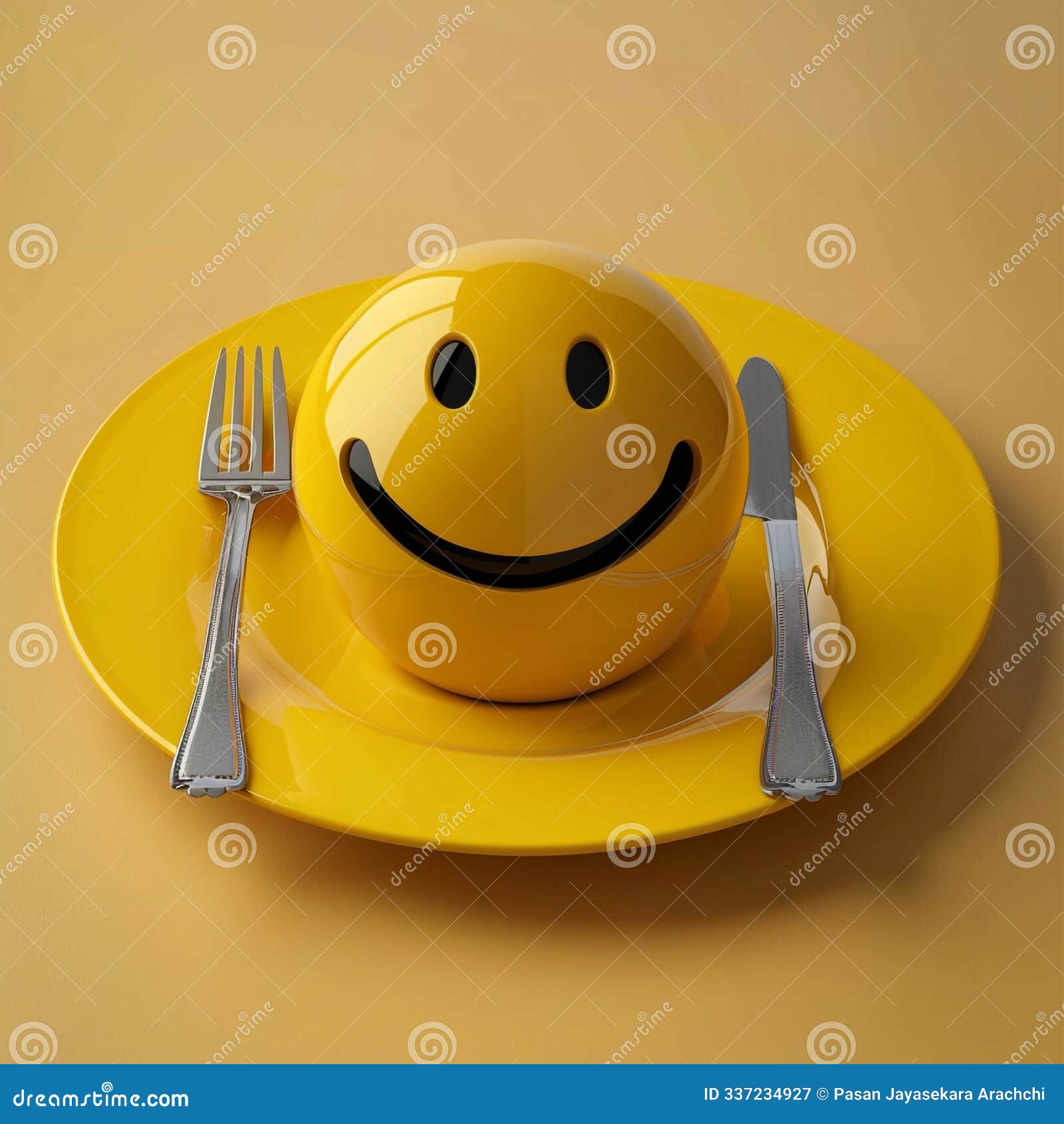 Smiley Face Serving Delicious Meal on a Plate Stock Illustration ...