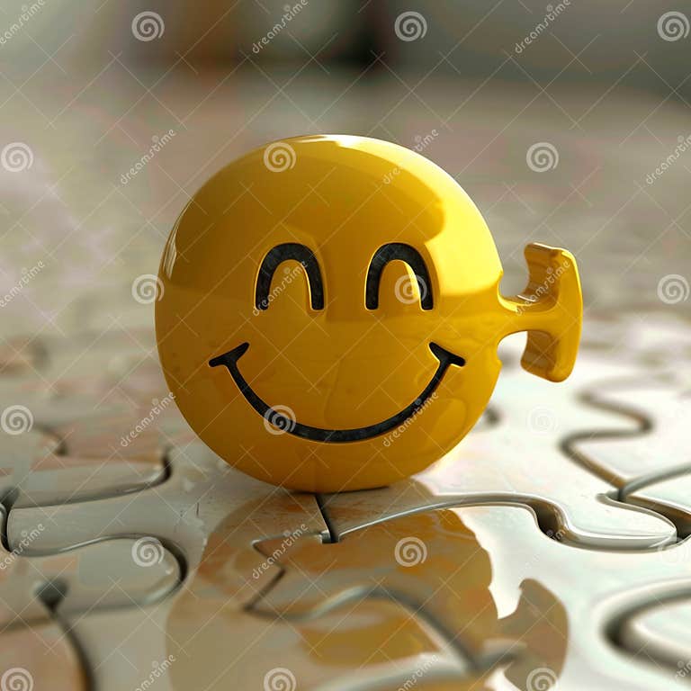 Smiley Face Solving Jigsaw Puzzle Stock Illustration - Illustration of ...