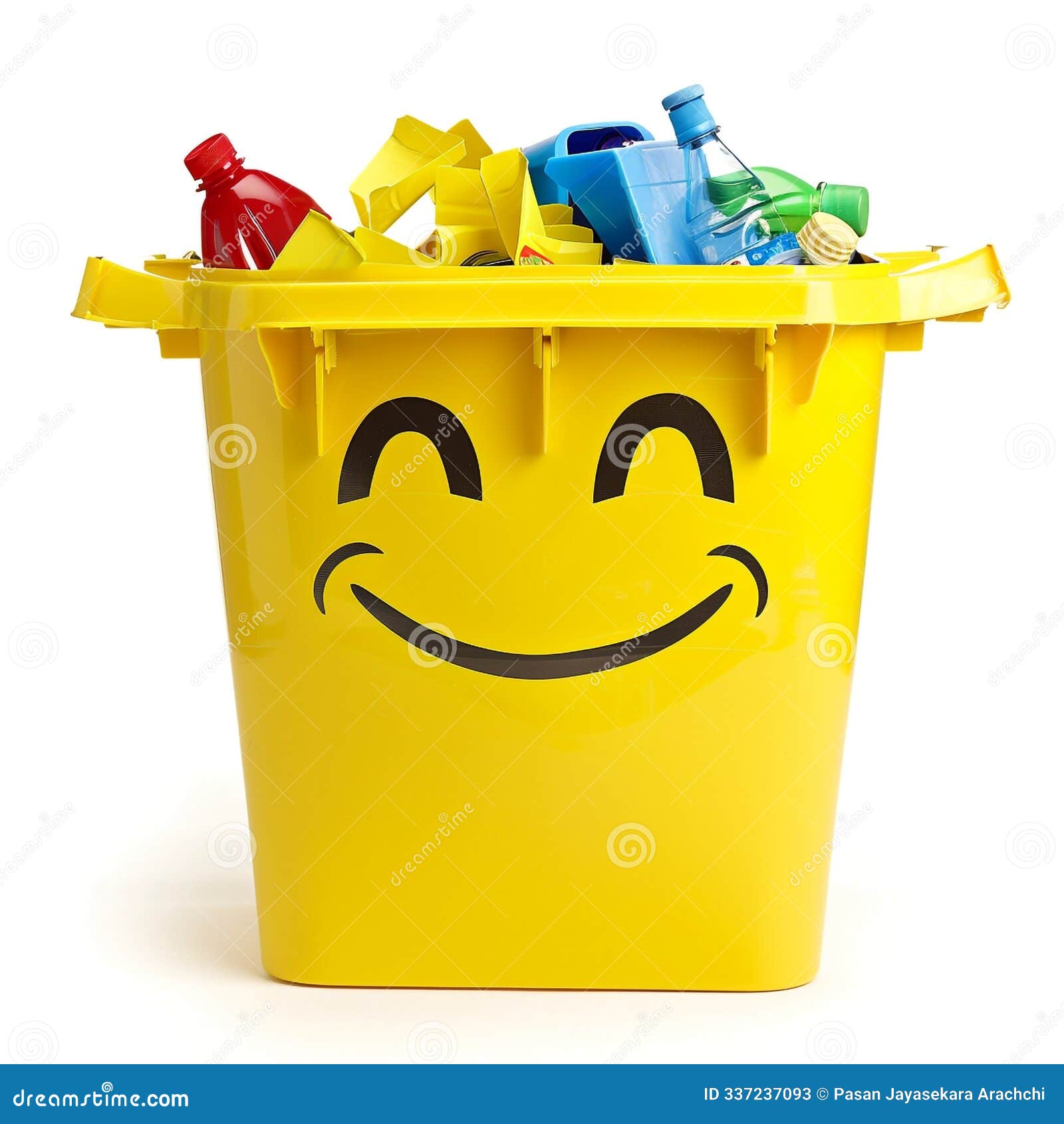 Smiley Face Sorting Recyclables in a Recycling Bin Stock Illustration ...