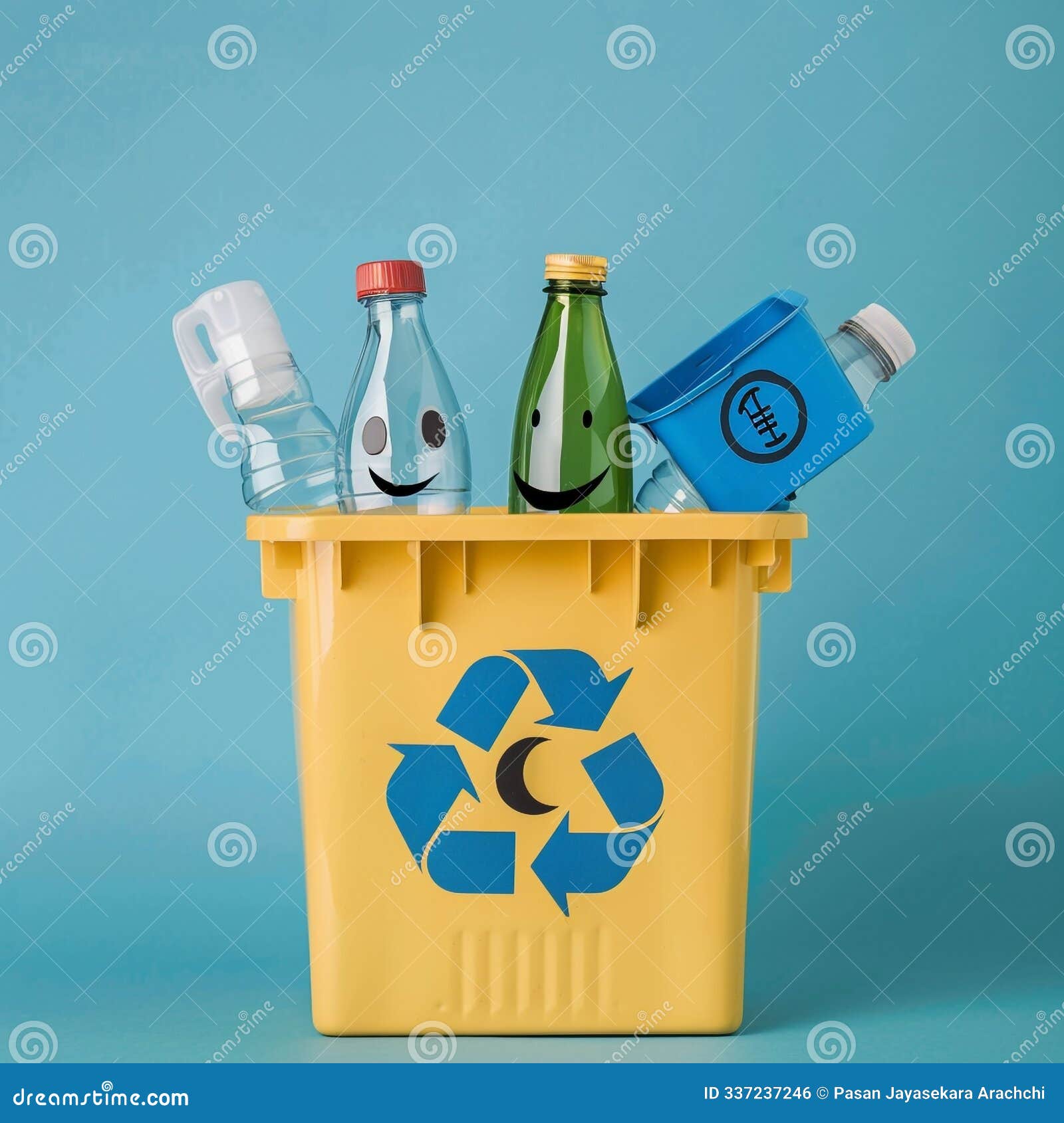 Smiley Face Sorting Recyclables in a Recycling Bin Stock Illustration ...