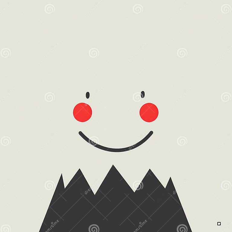 Smiley Face Standing in Front of a Mountain Stock Illustration ...