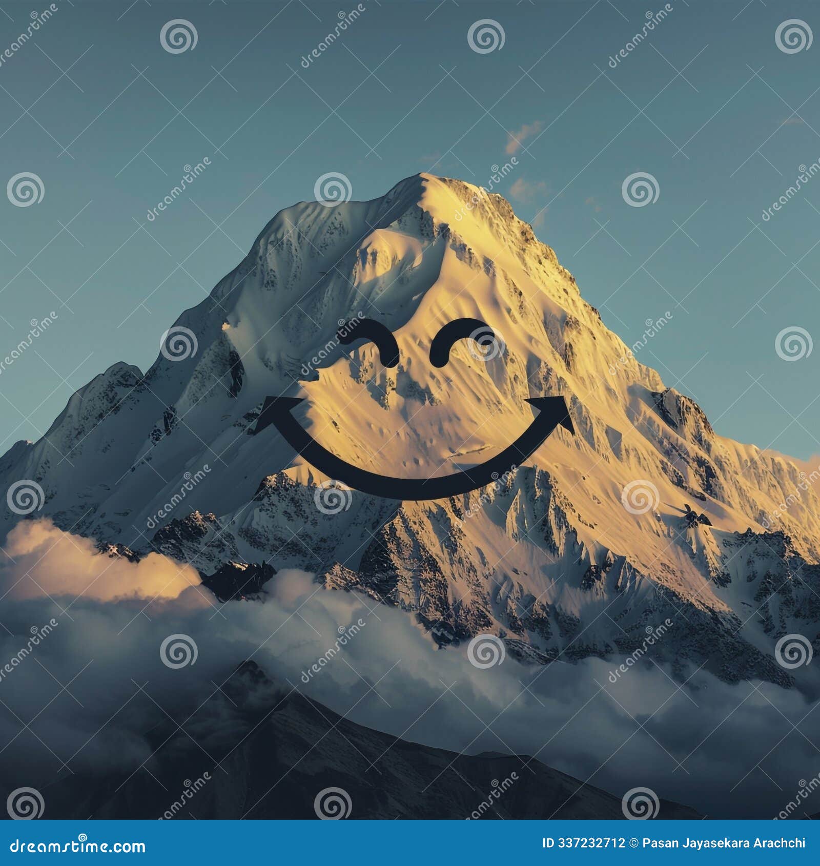 Smiley Face Standing in Front of a Mountain Stock Illustration ...