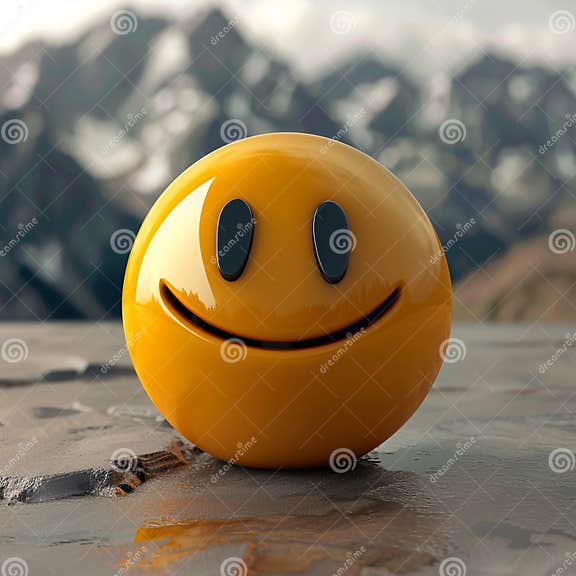 Smiley Face Standing in Front of a Mountain Stock Illustration ...