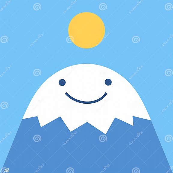Smiley Face Standing in Front of a Mountain Stock Illustration ...