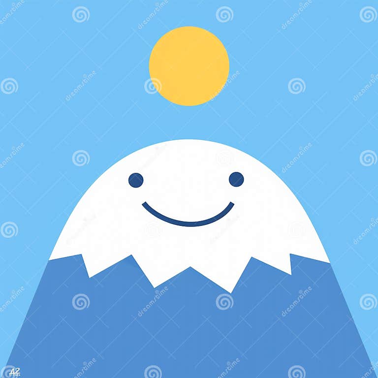 Smiley Face Standing in Front of a Mountain Stock Illustration ...