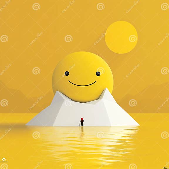 Smiley Face Standing in Front of a Mountain Stock Illustration ...