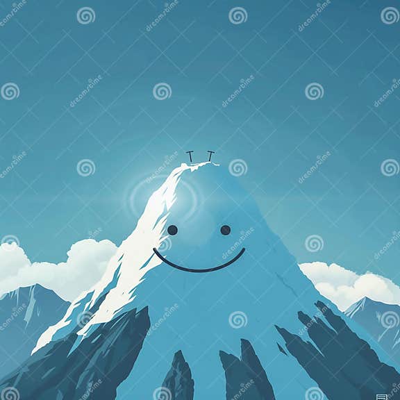 Smiley Face Standing in Front of a Mountain Stock Illustration ...