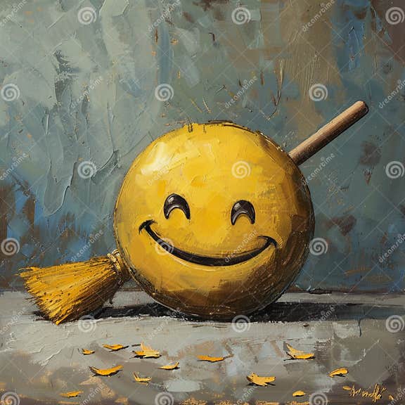 Smiley Face Sweeping the Floor Stock Illustration - Illustration of ...