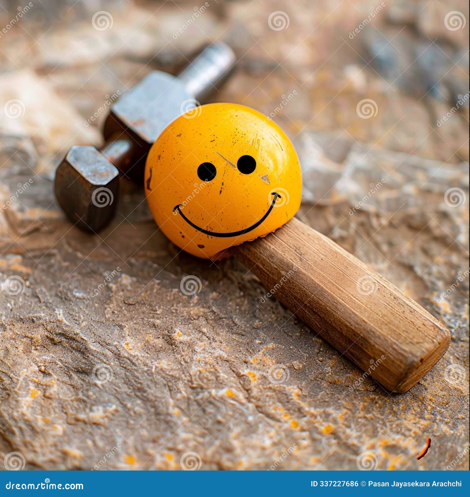 Smiley Face Using Hammer To Build Project Stock Illustration ...