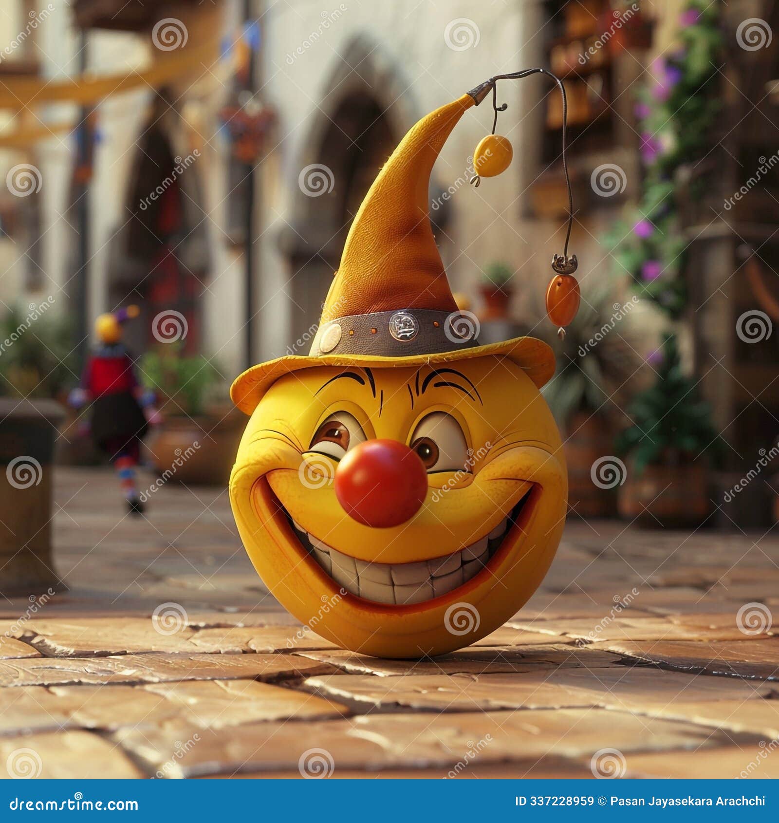 Smiley Face Wearing Jester Hat Entertaining Crowd Stock Illustration - Illustration of ...