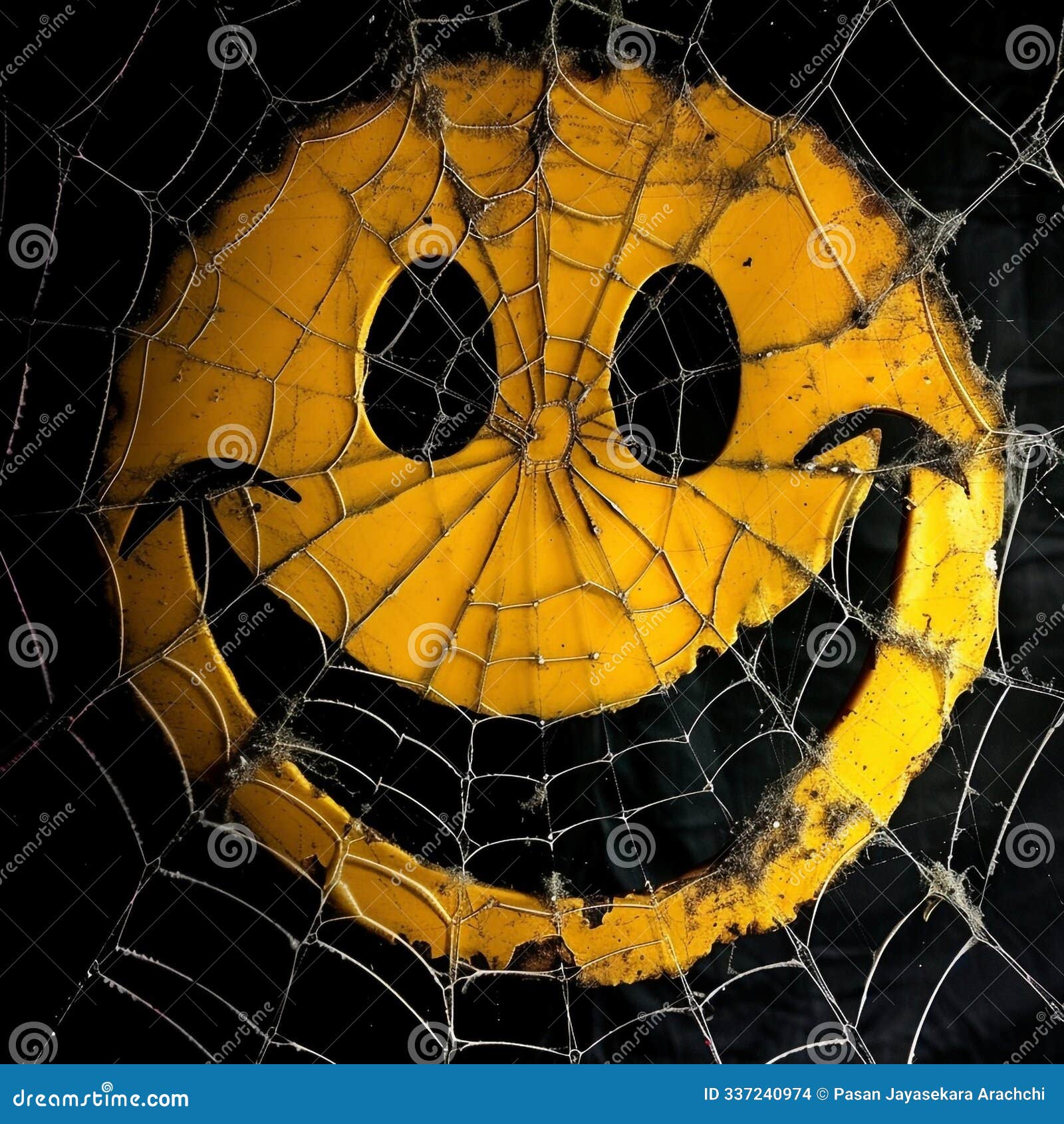 Smiley Face Weaving Spider Web Stock Illustration - Illustration of ...