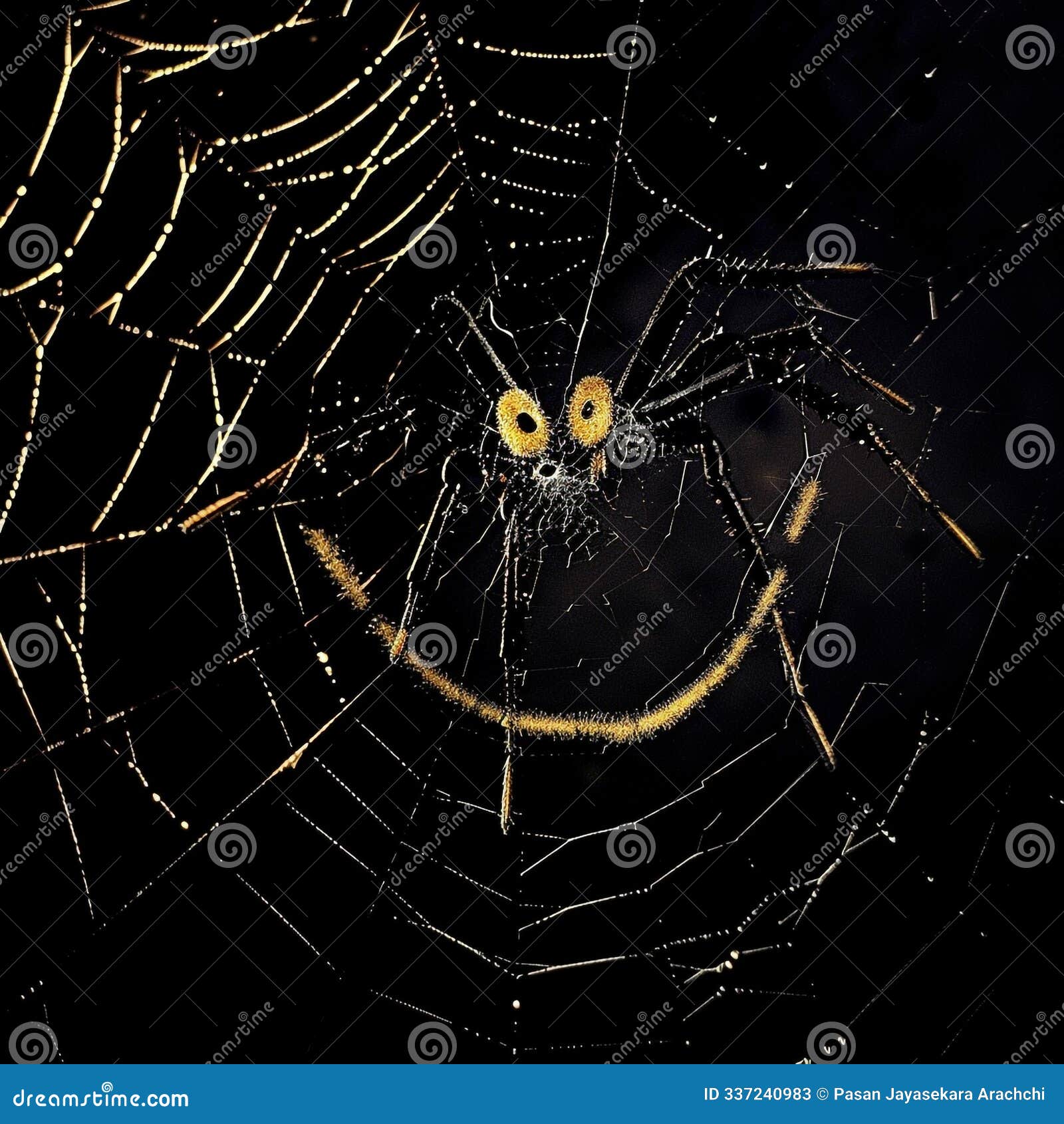 Smiley Face Weaving Spider Web Stock Illustration - Illustration of ...