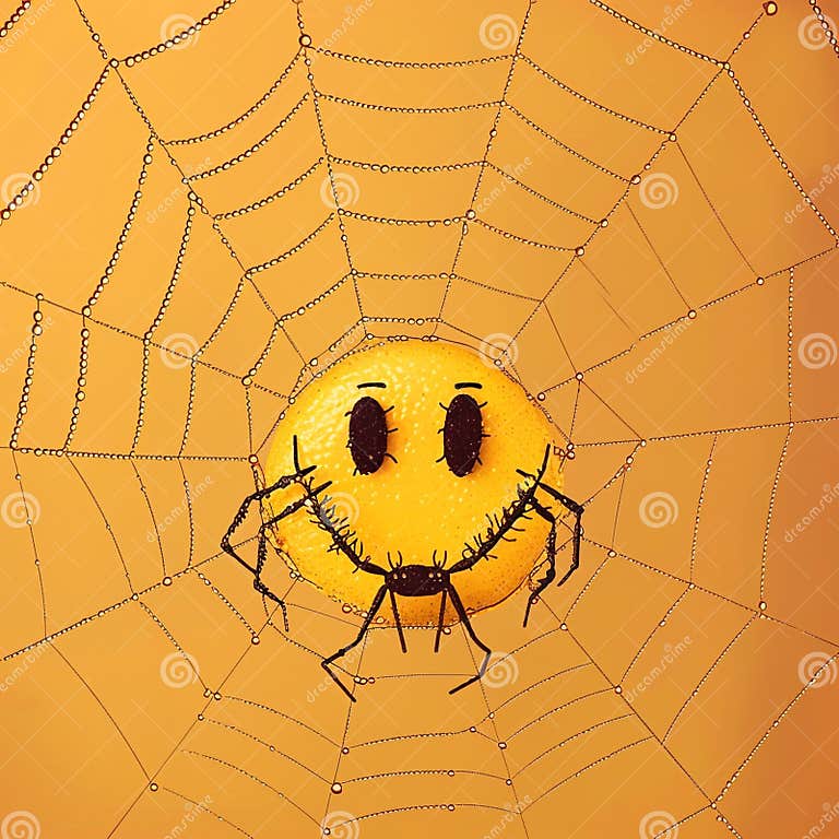 Smiley Face Weaving Spider Web Stock Illustration - Illustration of ...