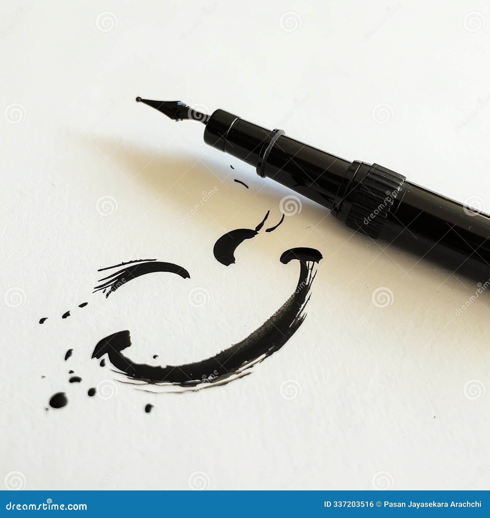 Smiley Face Writing with Calligraphy Pen Stock Illustration ...