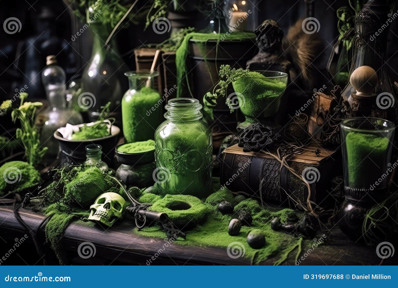 Cursed Objects Green Magical Fairytale World Background Backdrop Stock ...