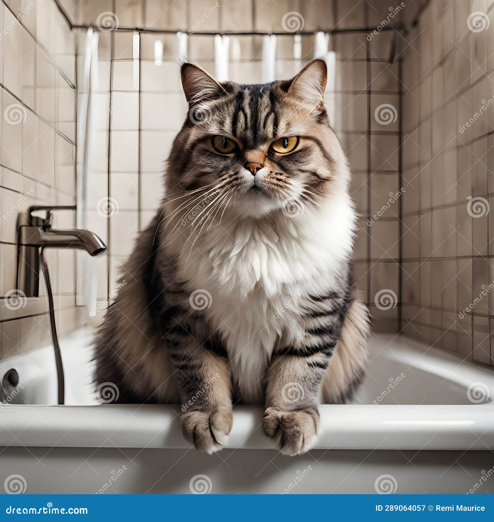 Grumpy cat in a bathub stock illustration. Illustration of annoyed ...