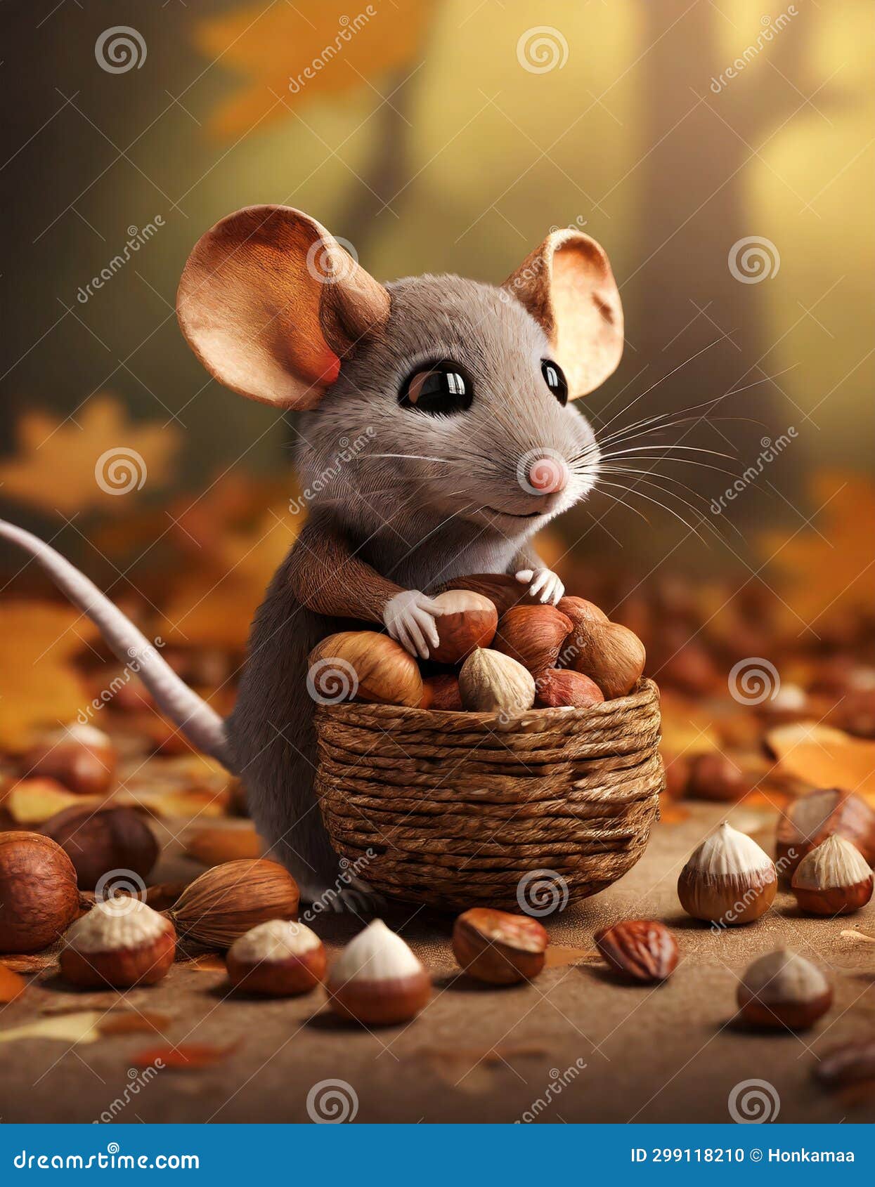 Mouse Gathering Food in the Autumn Stock Illustration - Illustration of ...