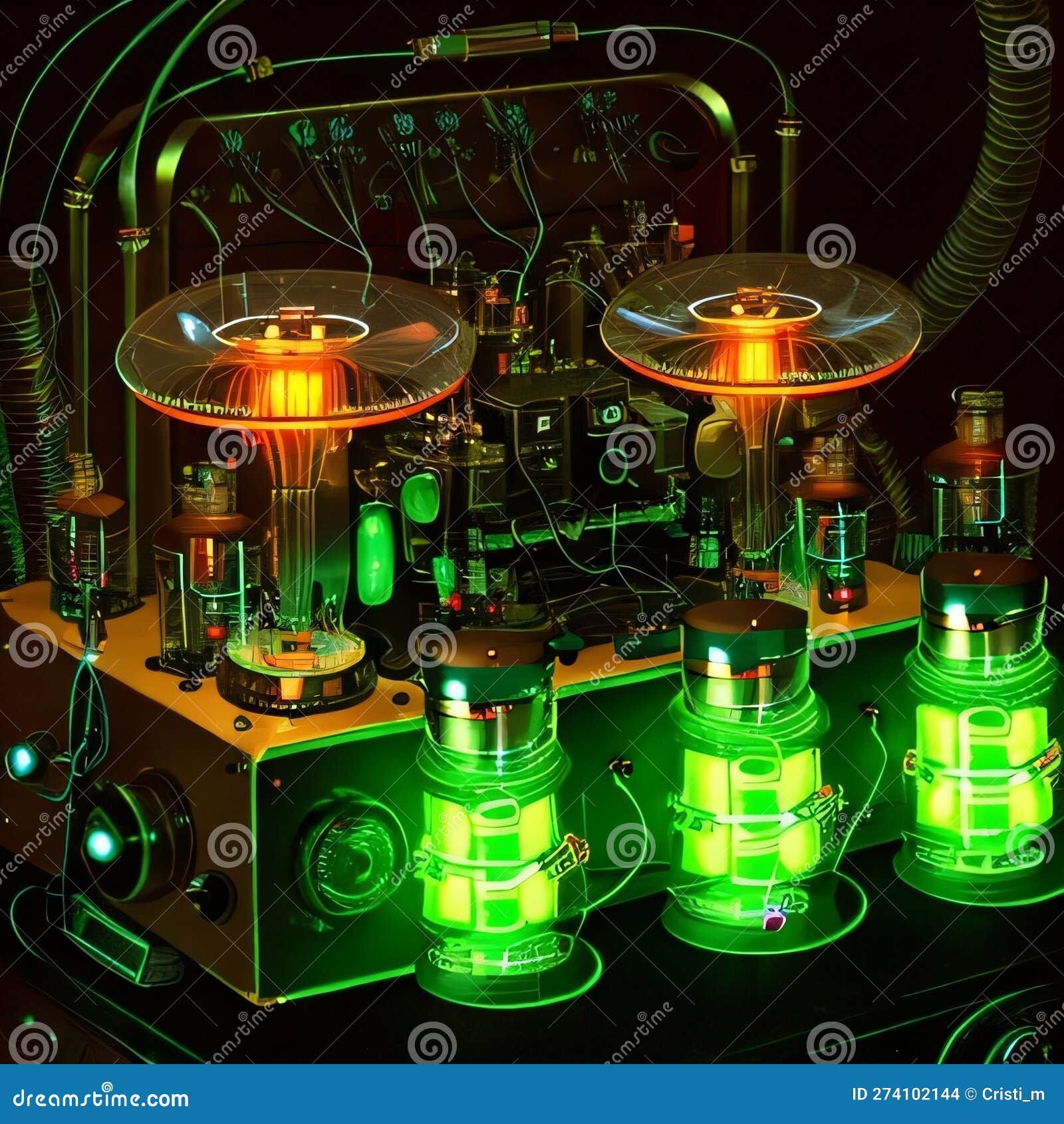 AI Generated Image - Cyberpunk Device with Nixie Tubes and Vacuum Tubes ...