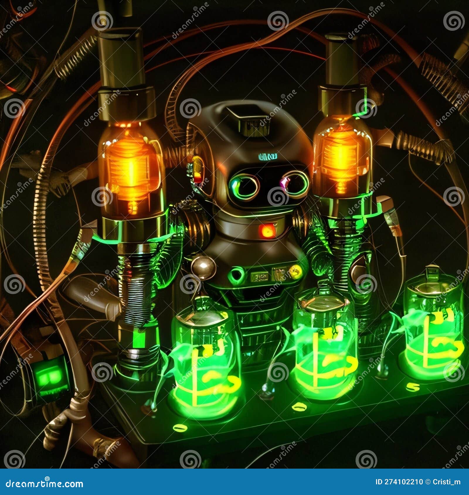 AI Generated Image - Cyberpunk Device with Nixie Tubes and Vacuum Tubes ...
