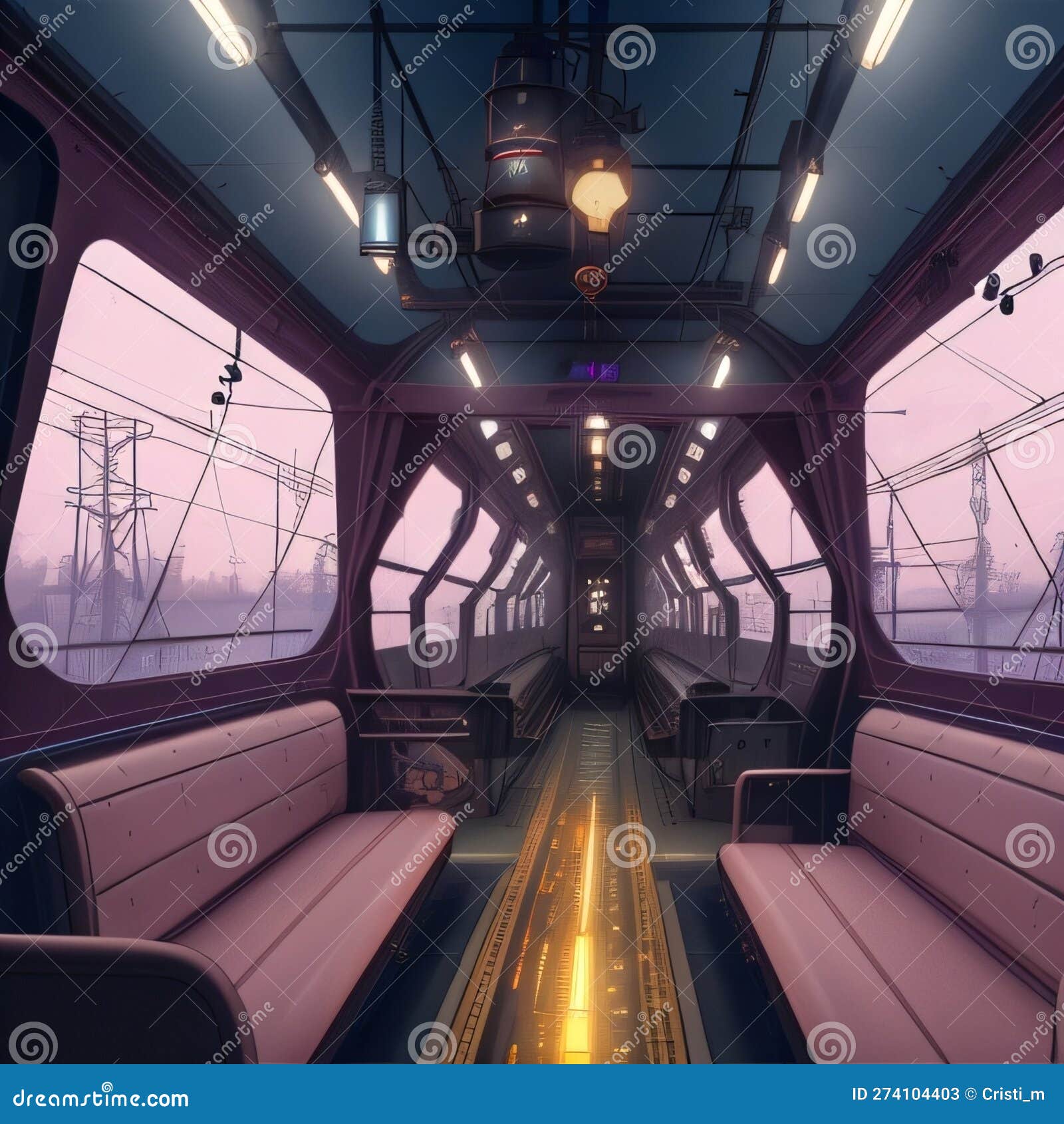 Cyberpunk Train Station With Futuristic Trains Stock Photography ...