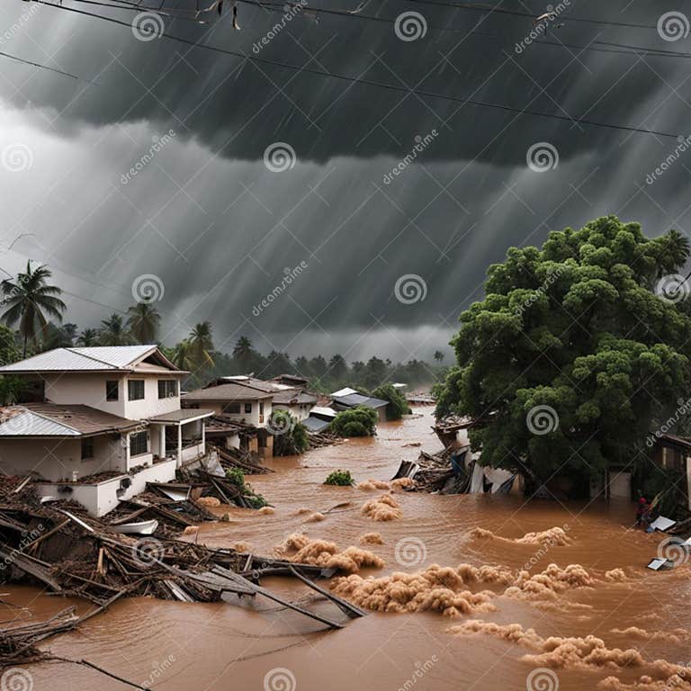 AI Generated Image Depicting the Destructible Aftermath of Heavy Flash ...