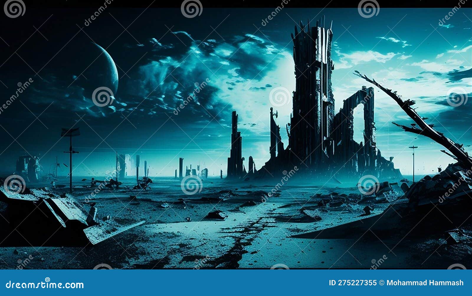 Futuristic Earthscape: A Dystopian Vision In Black And Blue, Made With ...