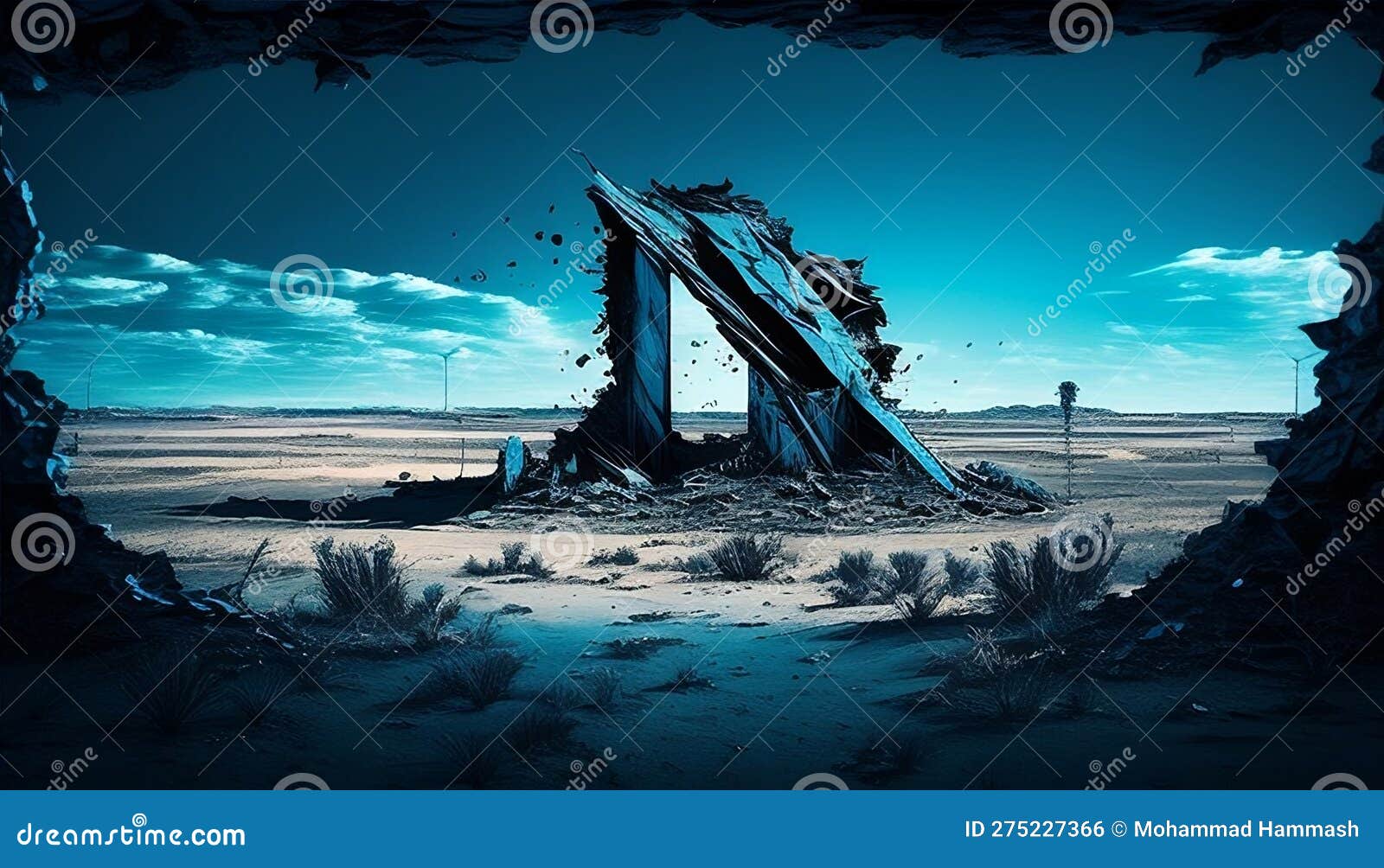 Futuristic Earthscape: A Dystopian Vision In Black And Blue, Made With ...