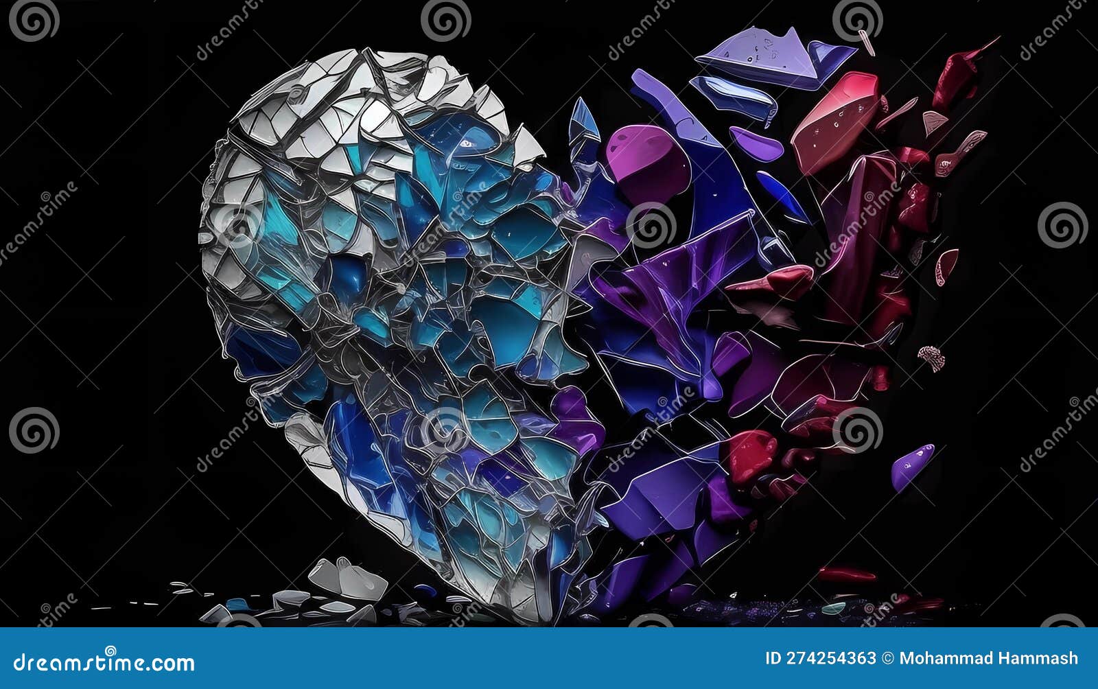 Shattered Heart, Made with Generative AI Stock Illustration ...