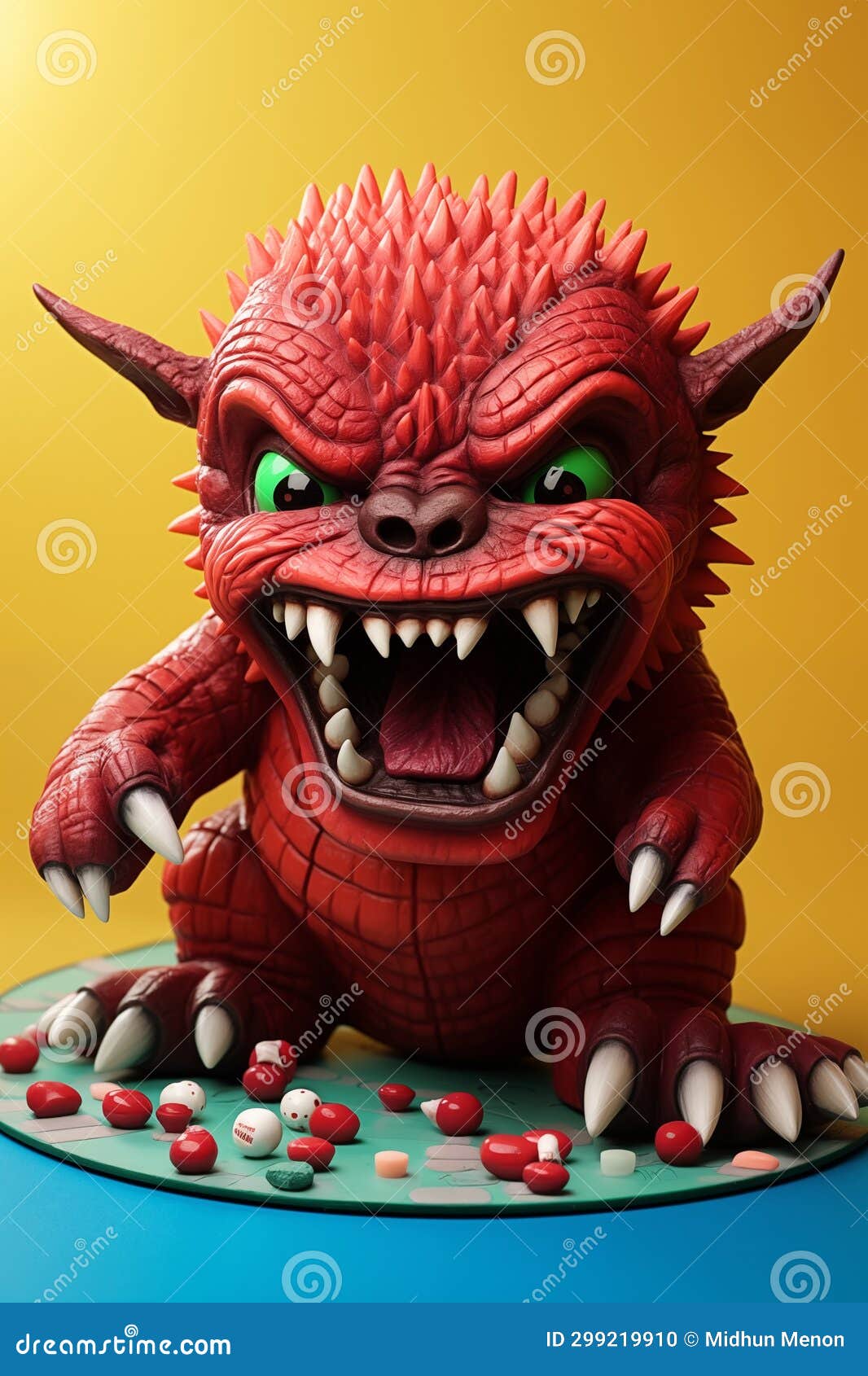 Angry Red Candy Eating Monster Stock Illustration - Illustration of ...