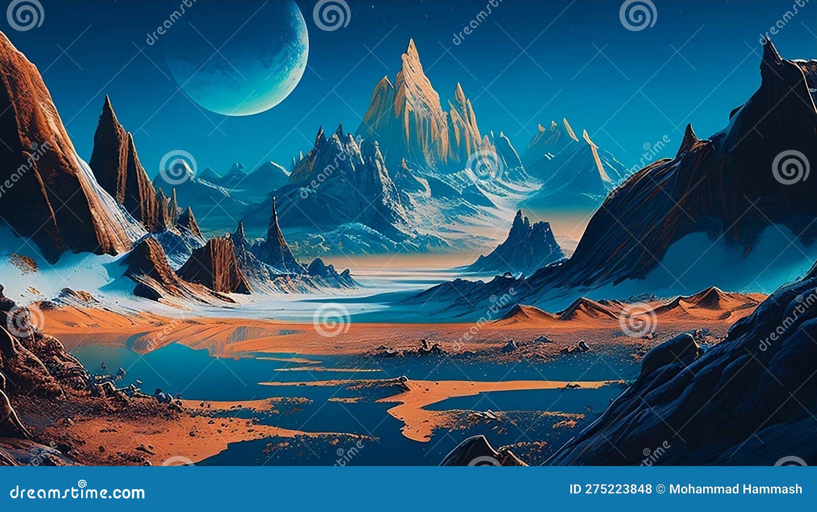 Future Earth, With View Of Colonized Mars In The Background Royalty ...