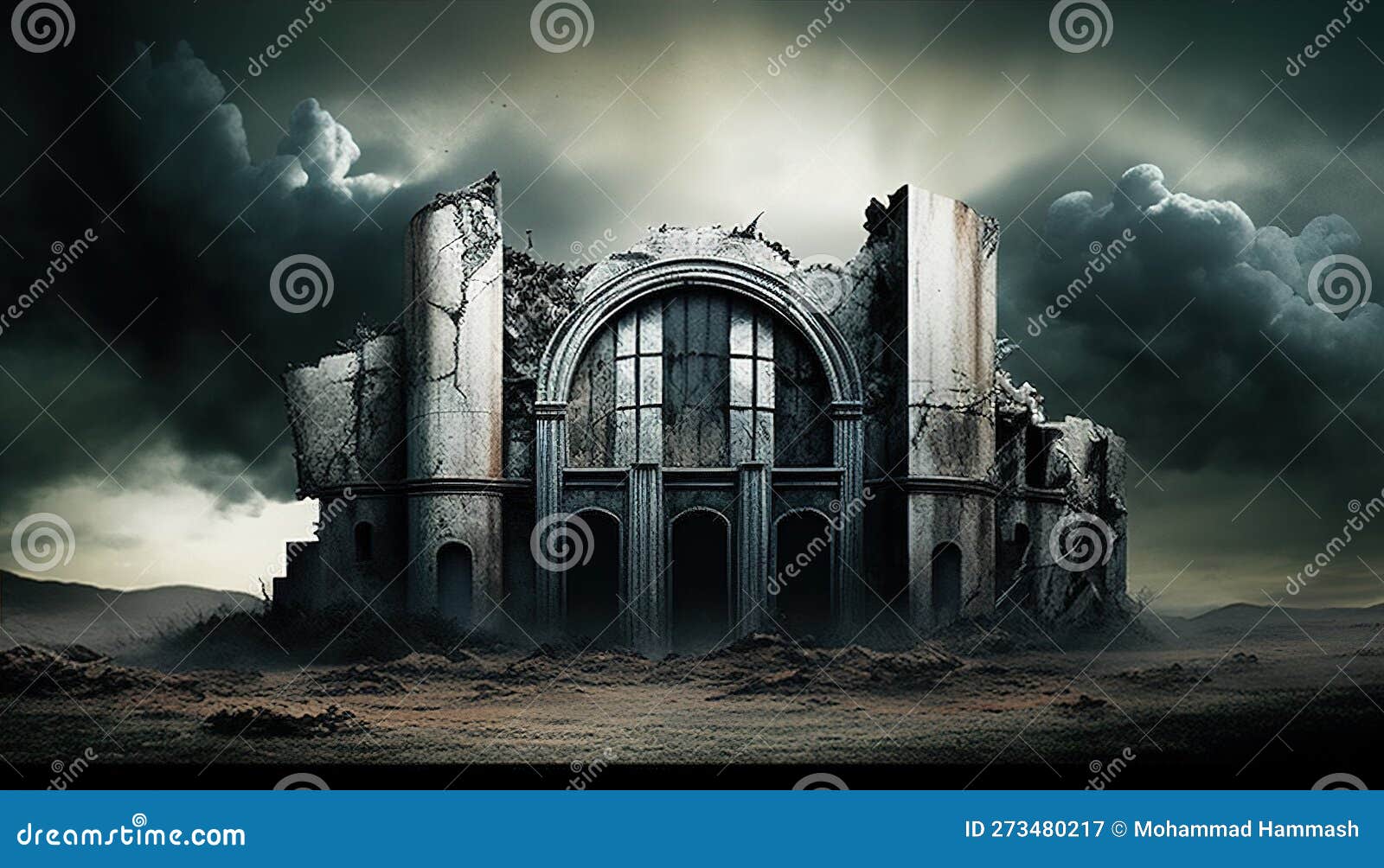 Dystopian Stage Backdrop, Made with Generative AI Stock Illustration ...