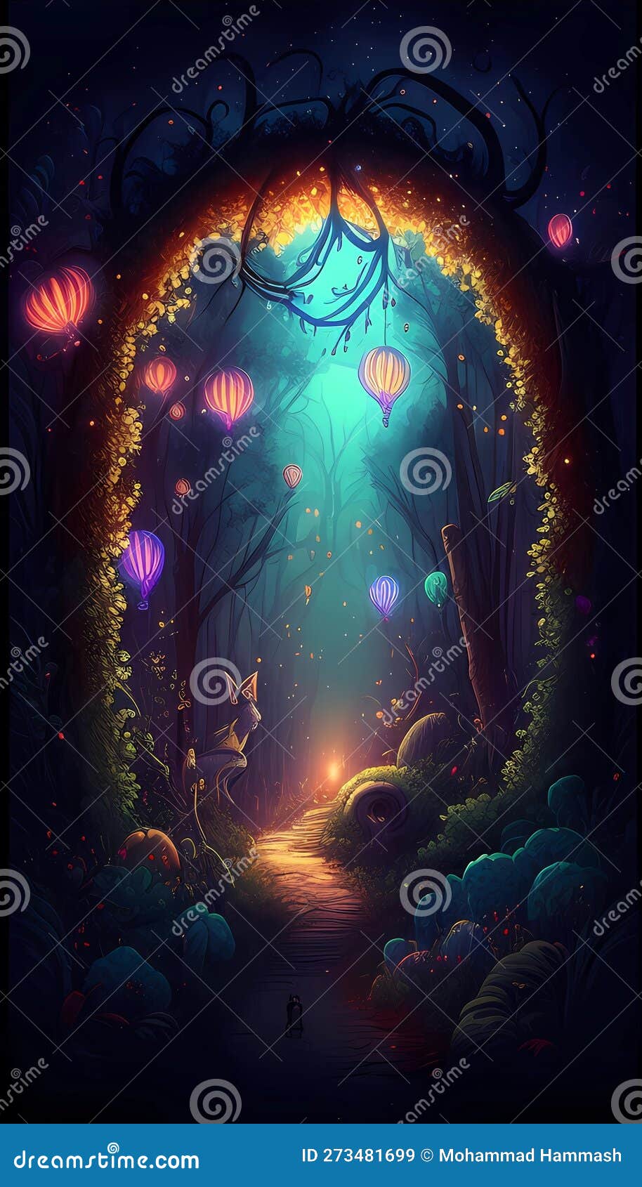 Enchanted Forest Balloon Arch, Made with Generative AI Stock Image ...