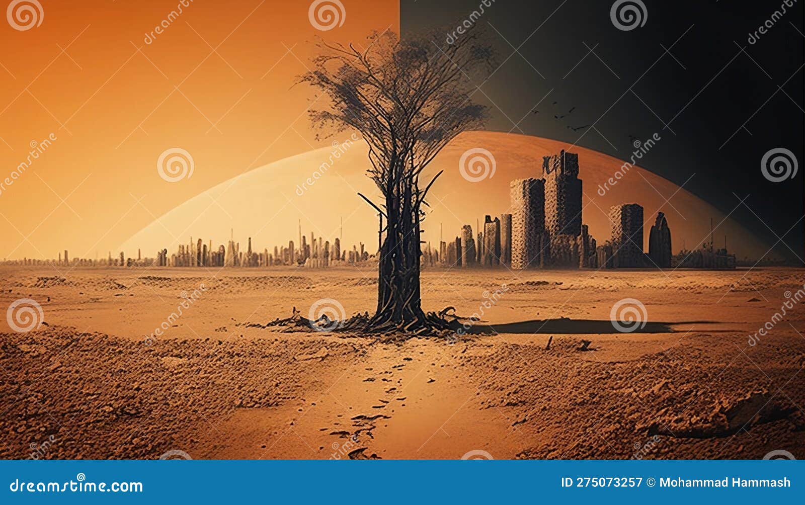 Future Earth, With View Of Colonized Mars In The Background Royalty ...