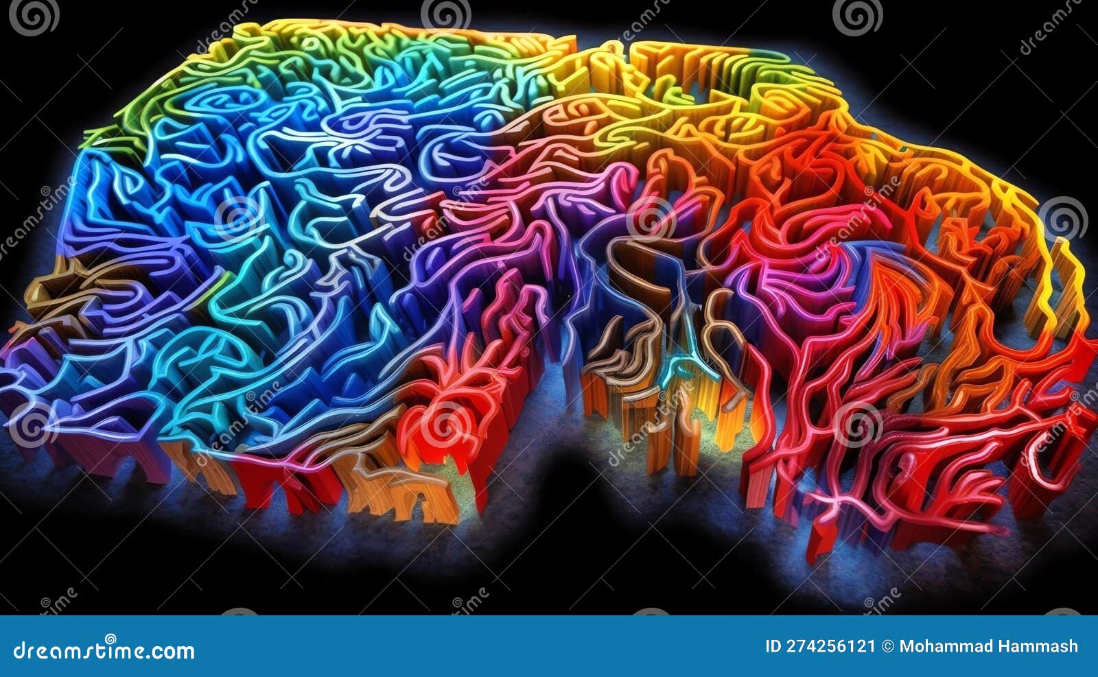 Brain Maze, Made with Generative AI Stock Illustration - Illustration ...