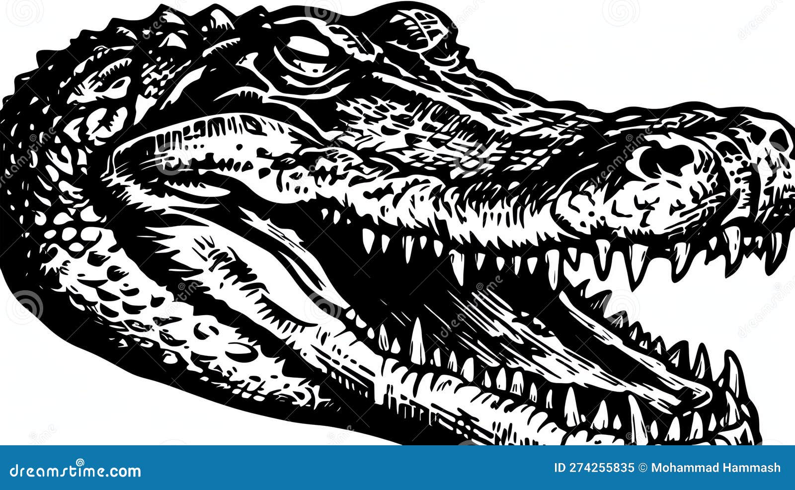 Stark Crocodile Outline, Made with Generative AI Stock Illustration ...